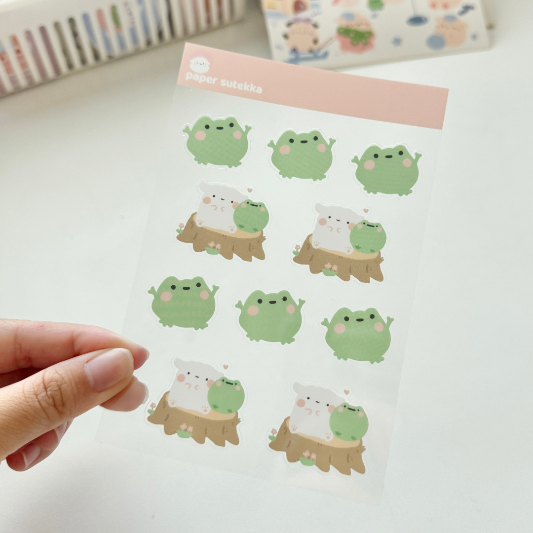 Dudu the Frog, Mika and Dudu Tree Trunk Clear Sticker Sheet – Paper ...