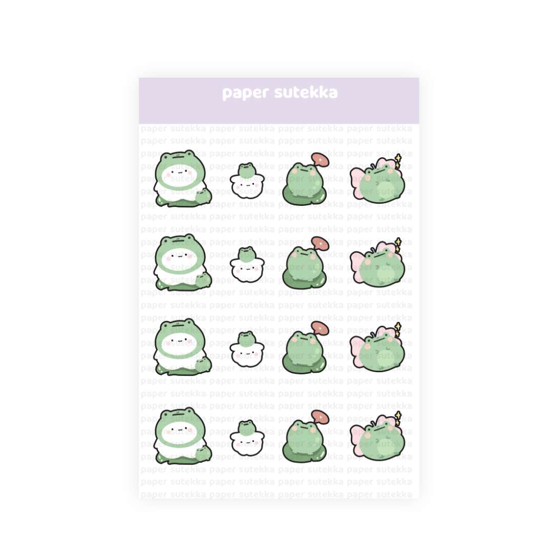 Dudu the Frog and Mika Sticker Sheet – Paper Sutekka Stationery