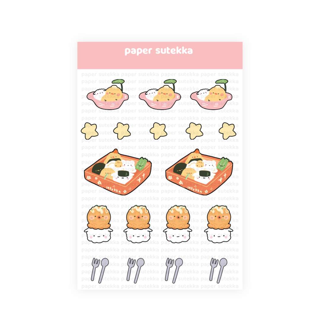 Tako, Mika Bento Box Meal Sticker Sheet – Paper Sutekka Stationery