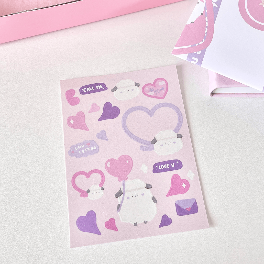 Momo the Sheep Call Me, Love Letter, Be Mine, Hearts Deco Sticker Shee ...