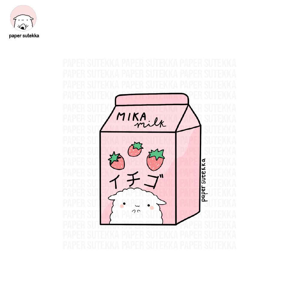 Mika Strawberry Milk Carton Vinyl Sticker – Paper Sutekka Stationery