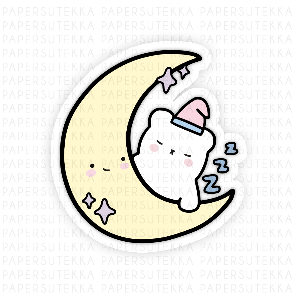 Polee Sleeping Moon Vinyl Sticker – Paper Sutekka Stationery